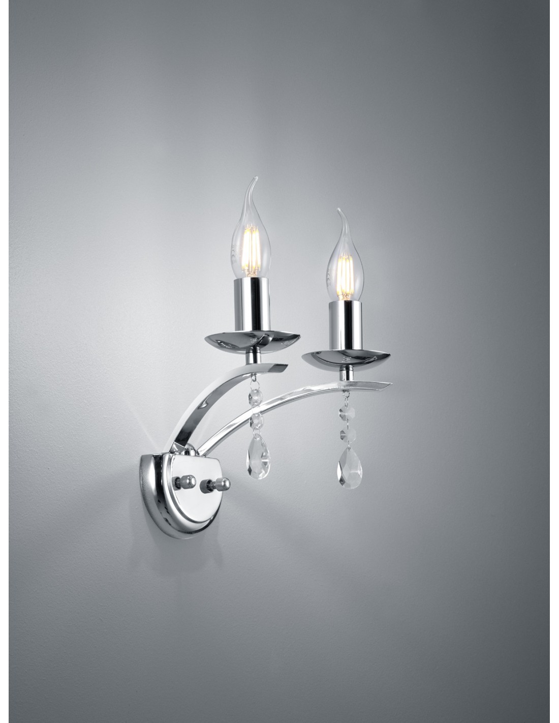 Applique 2 Luci Design Classico Lucerna Cromo con Pendenti Trio ...
