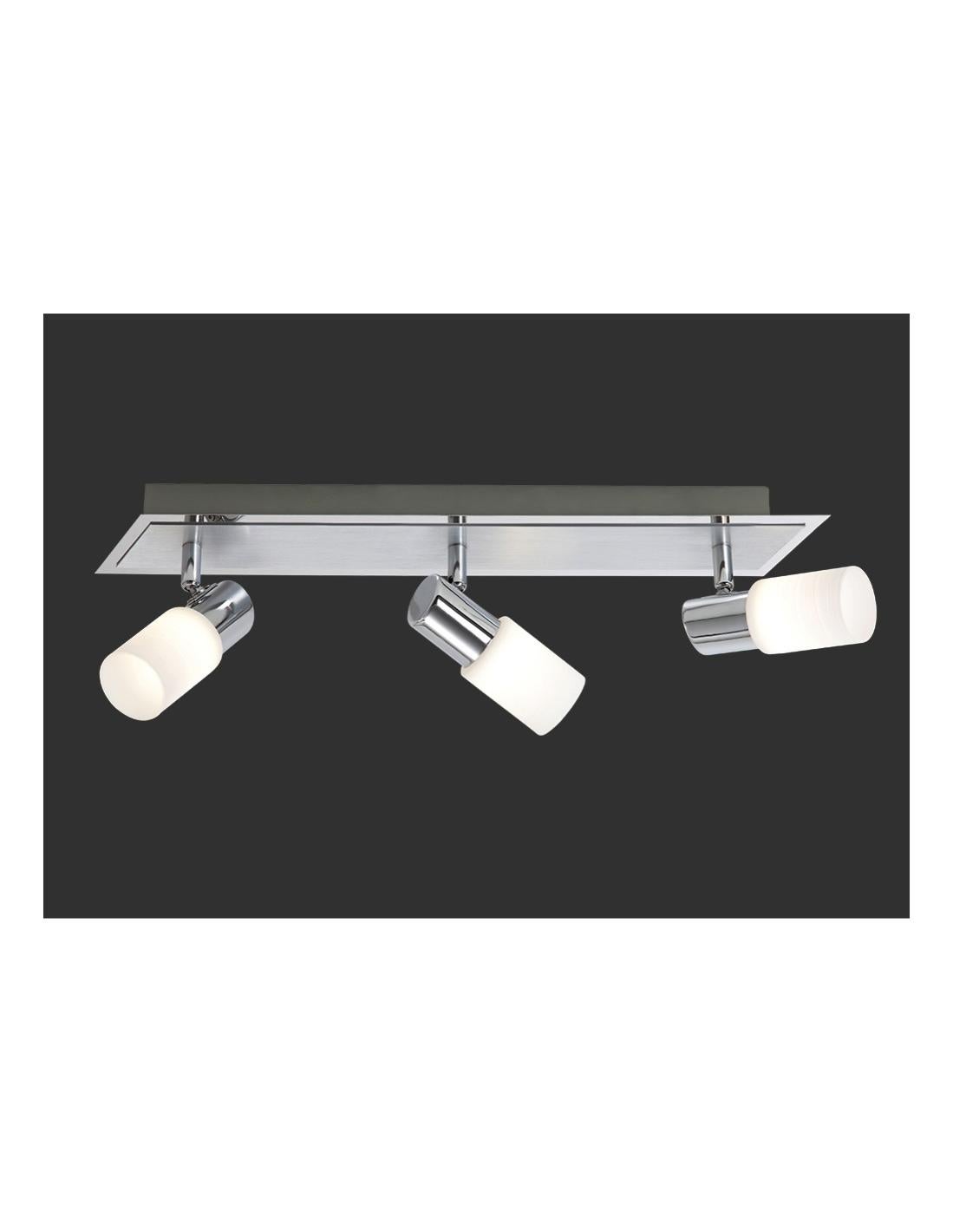 Clapton Spot 3 Spots Led Chrome Et Verre Blanc L50 cm Trio Lighting ...