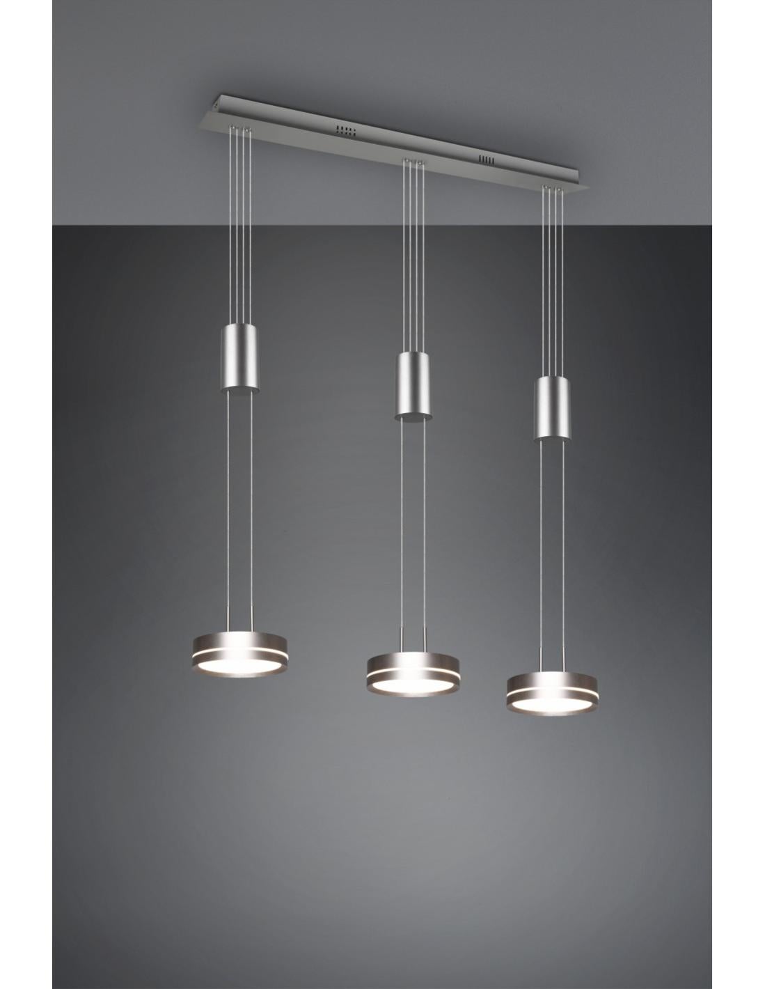 Lampadario Lineare 3 Dischi Led Franklin Nichel Trio Lighting | Leroy ...
