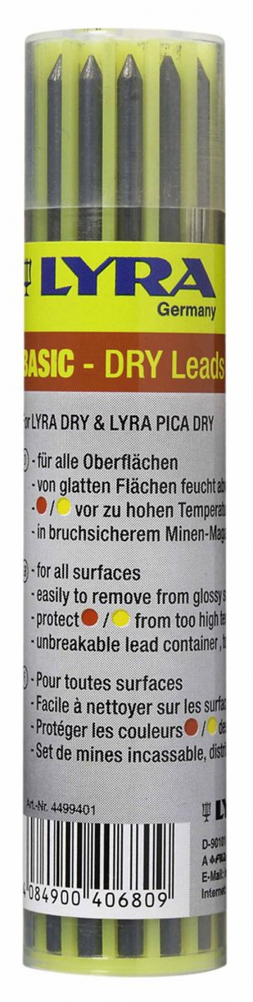 Valigetta da 12 mine colorate LYRA DRY (6 grafite, 3 rosse, 3 gialle ...