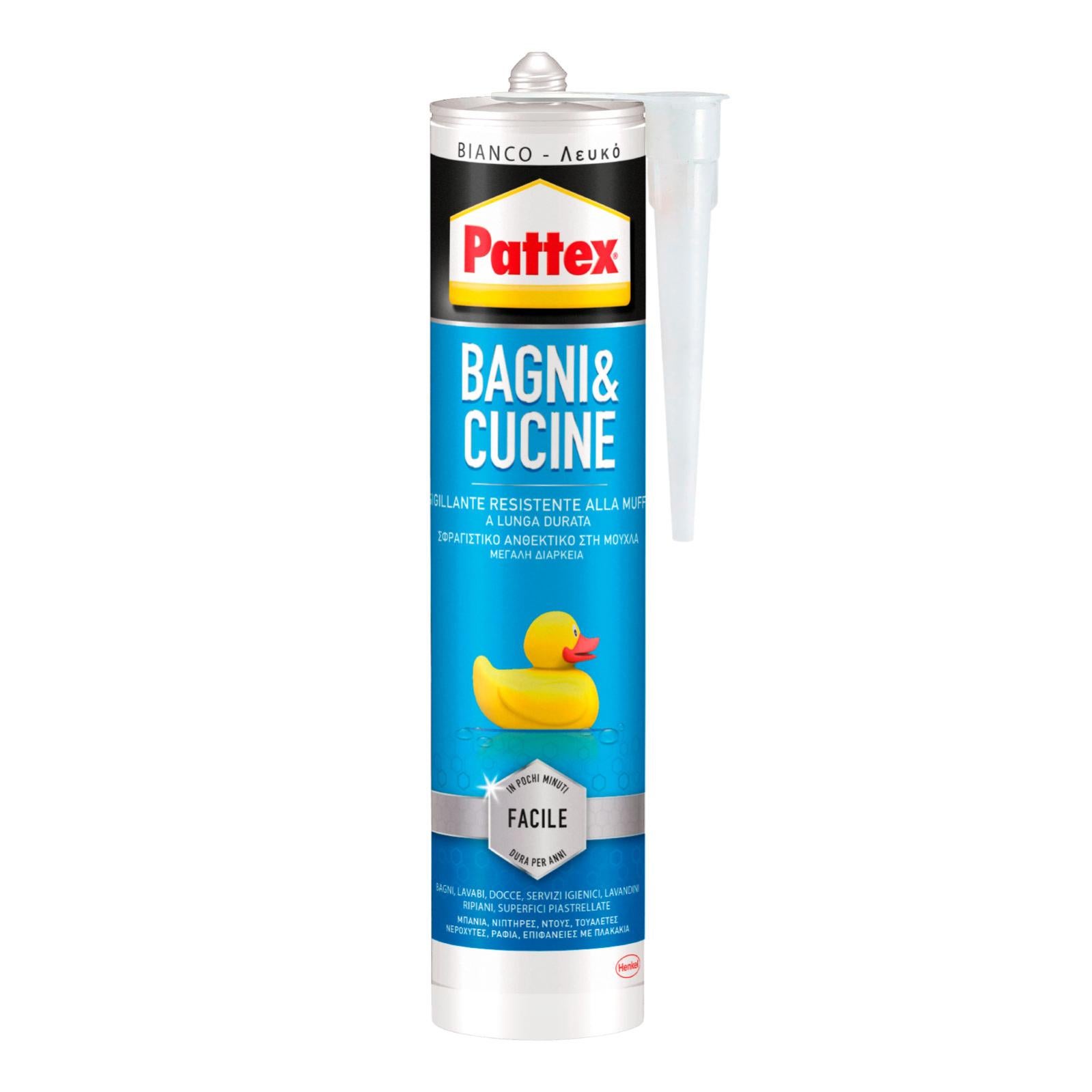 Pattex Bagni e Cucine Sigillante Resistente alla Muffa a Lunga Durata ...