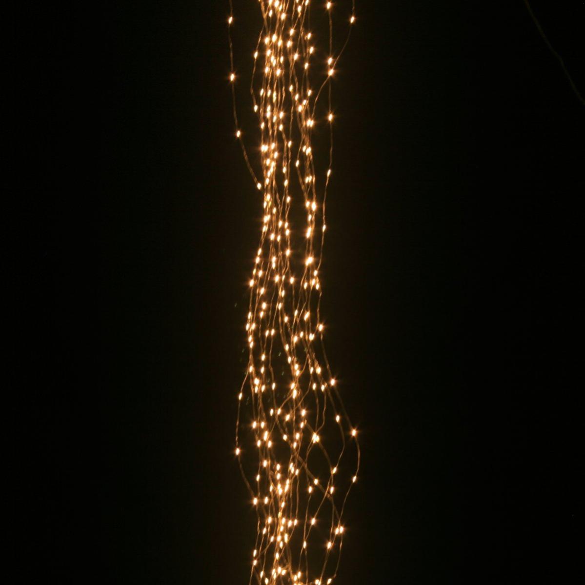 Guirnalda Cascada Micro Led, 200 Leds Blanco Cálido 3000K, 2m Cable Efecto Alambre Plateado ...