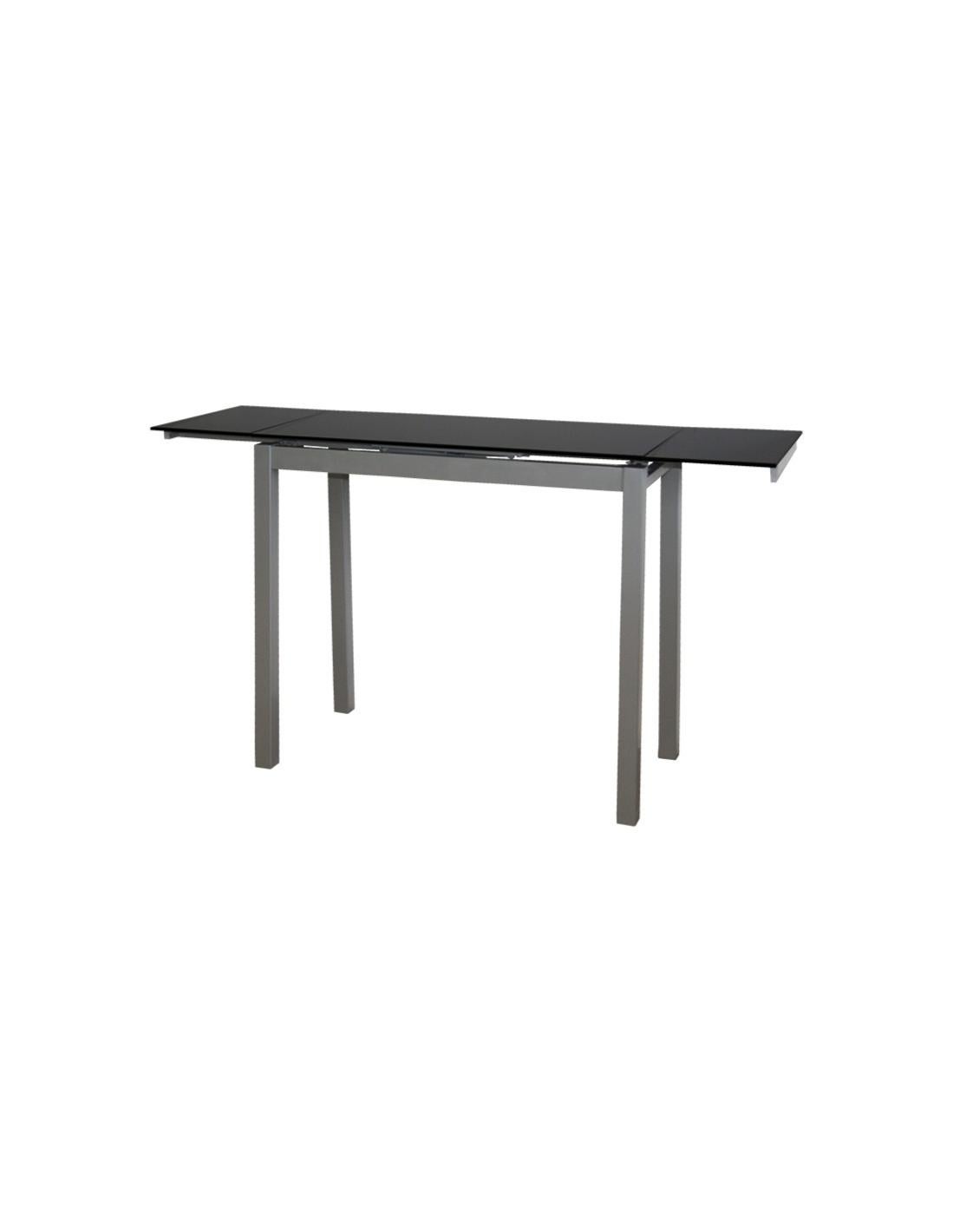Mesa de Cocina Rectangular Extensible - Modelo Novi - Cristal - Estructura y Patas Plata | Leroy ...