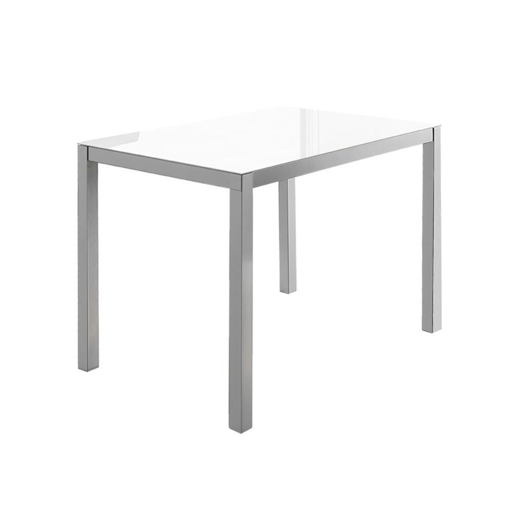 Mesa de Cocina Rectangular - Modelo MELBOURNE - Cristal - Estructura+Patas Metal Plata | Leroy ...