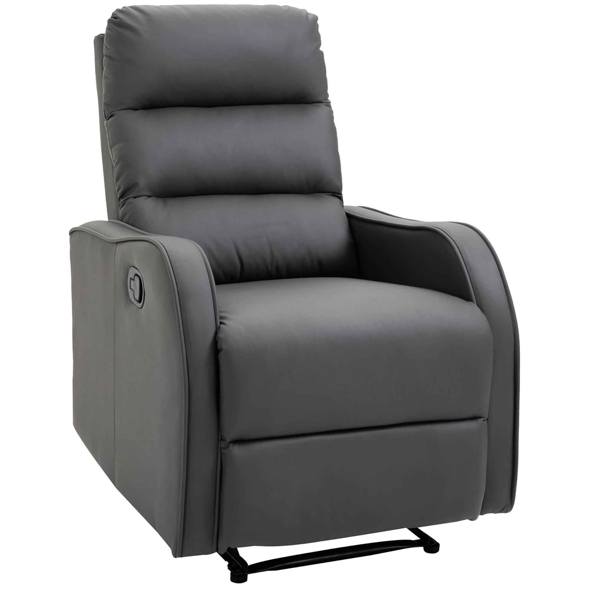 Manual sofa recliner Homcom gris 65x89x100 cm cuero de pu | Leroy Merlin