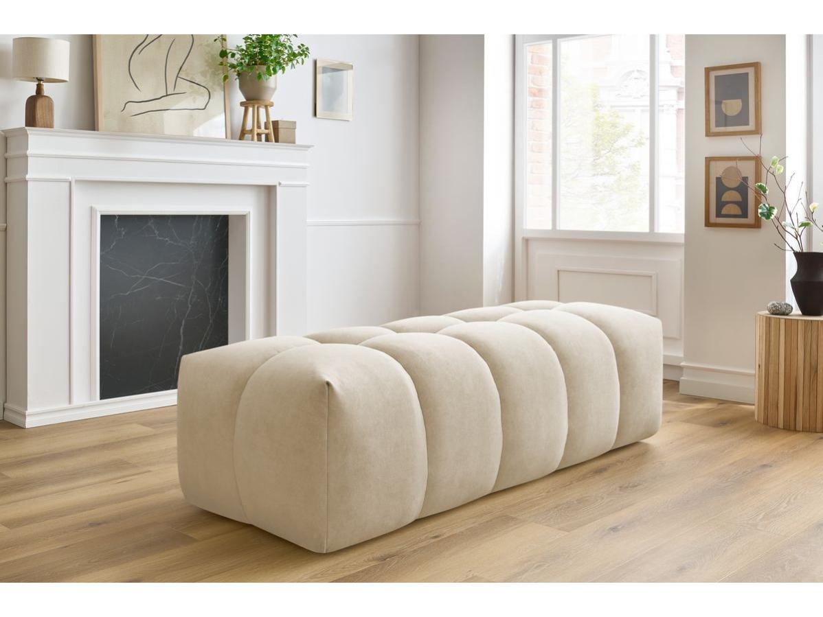 BOBOCHIC Pouf MONT-BLANC velours Beige | Leroy Merlin