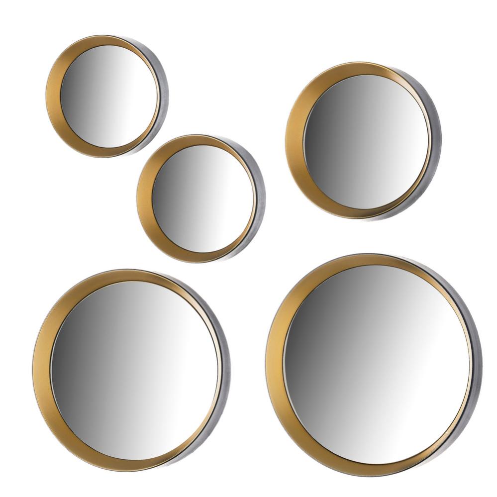Set de 5 espejos redondos dorados de plástico | Leroy Merlin