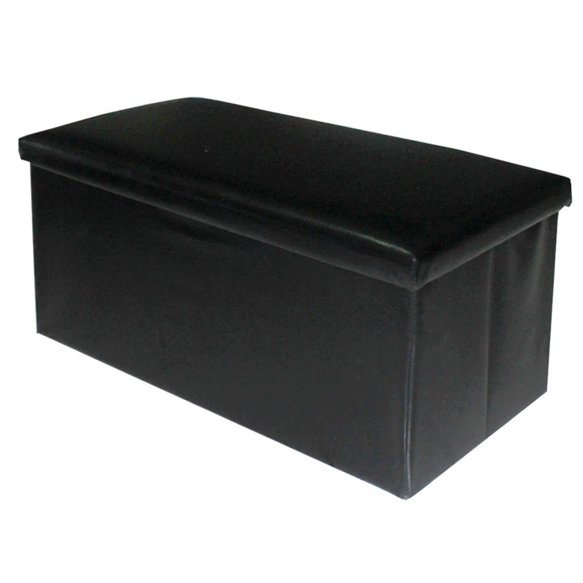 Puff plegable negro de PU de 38x76x38 cm | Leroy Merlin