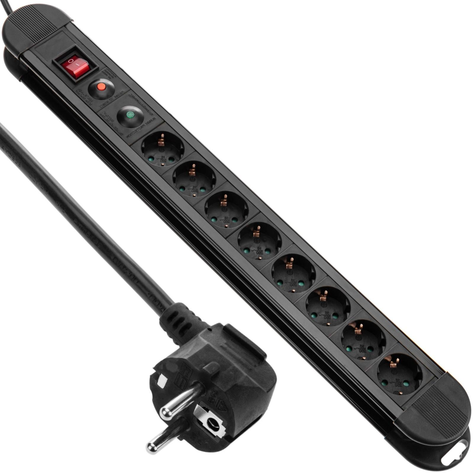 Regleta de 8 enchufes schuko con cable 1,5m e interruptor | Leroy Merlin