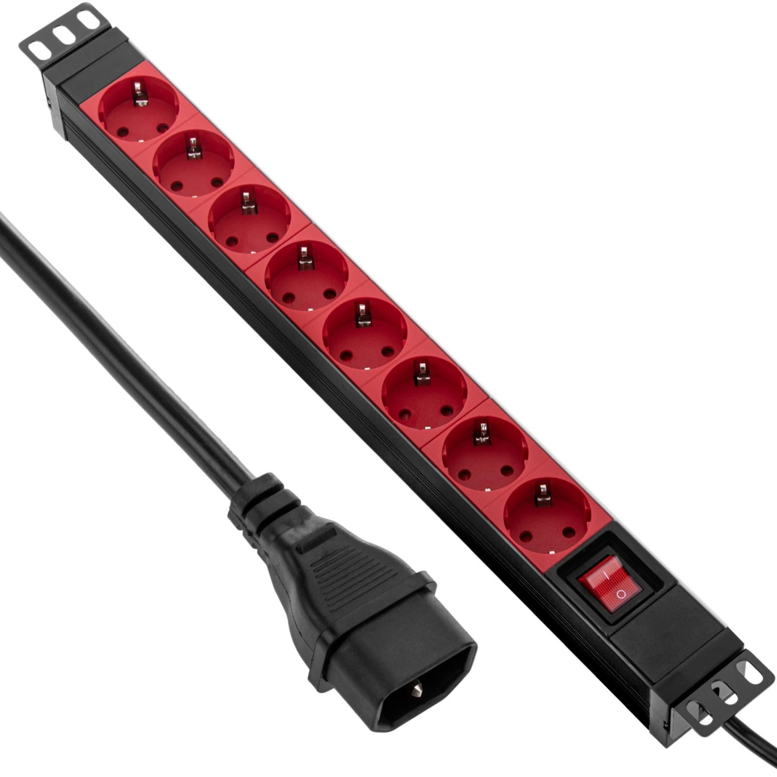 Multiprise 8 prises schuko avec fiche C14, boîtier plastique noir et ...