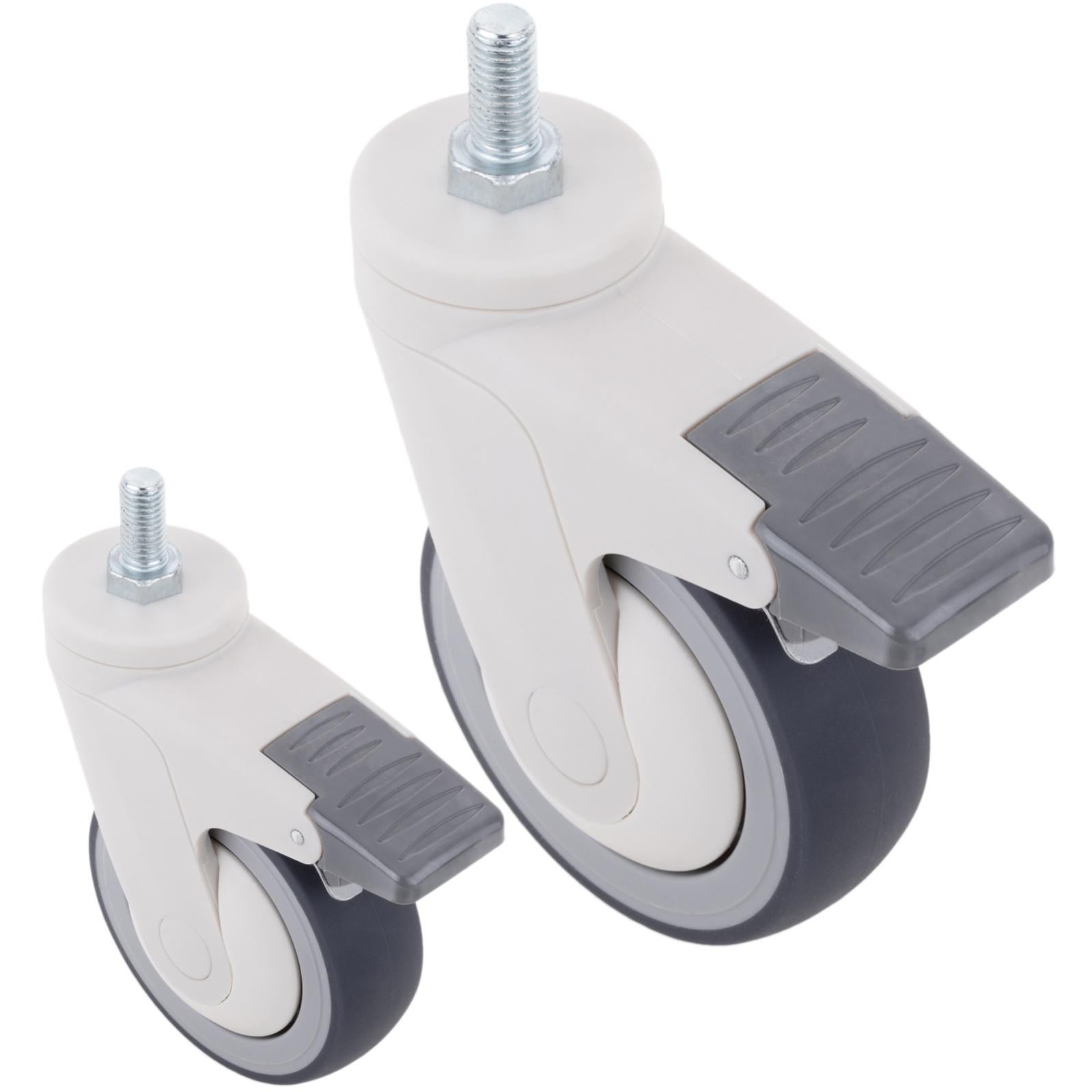 2 roulettes pivotantes avec fixation filetée et frein unidirectionnel ...