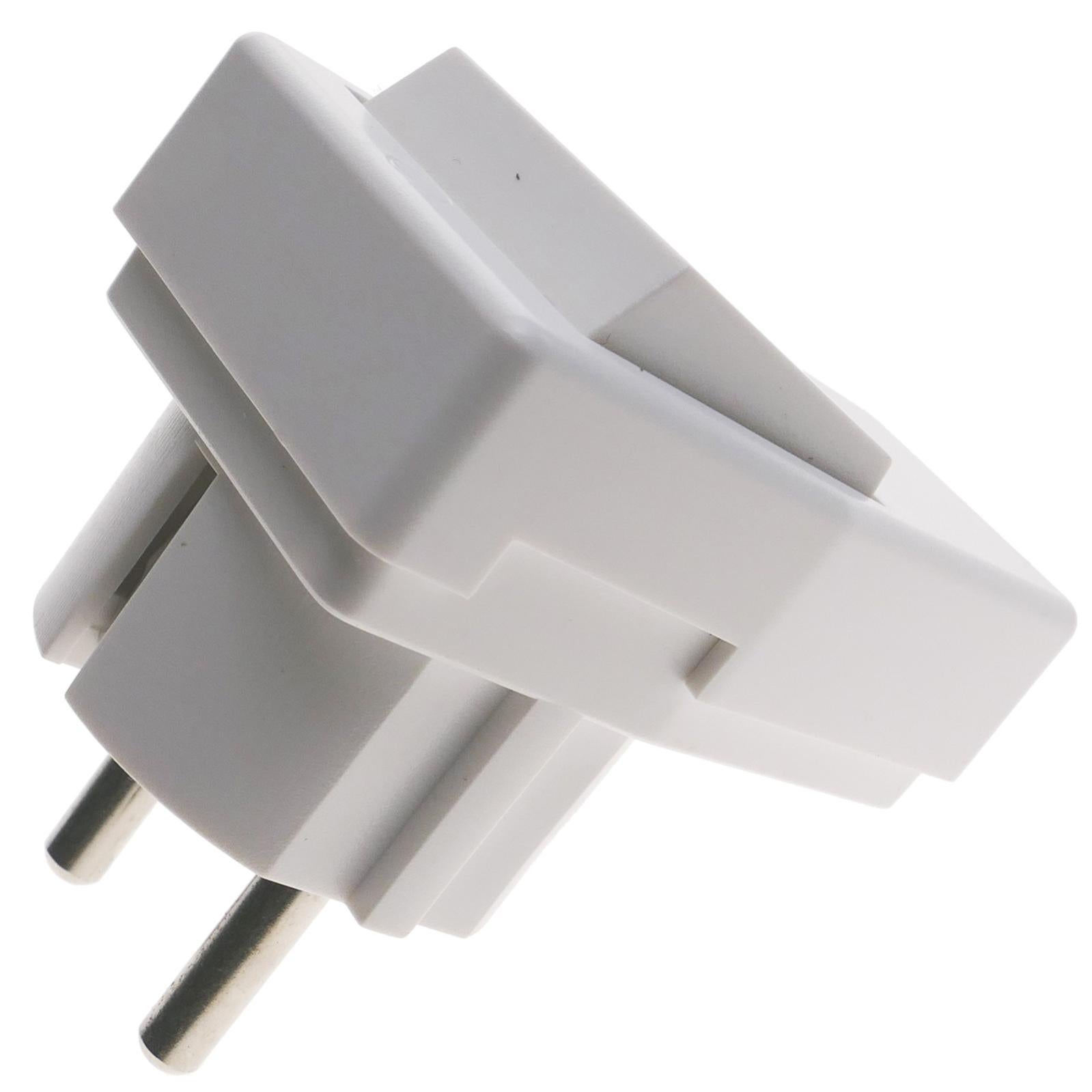 Fiche schuko mâle coudée avec interrupteur blanc 250V/16A | Leroy Merlin