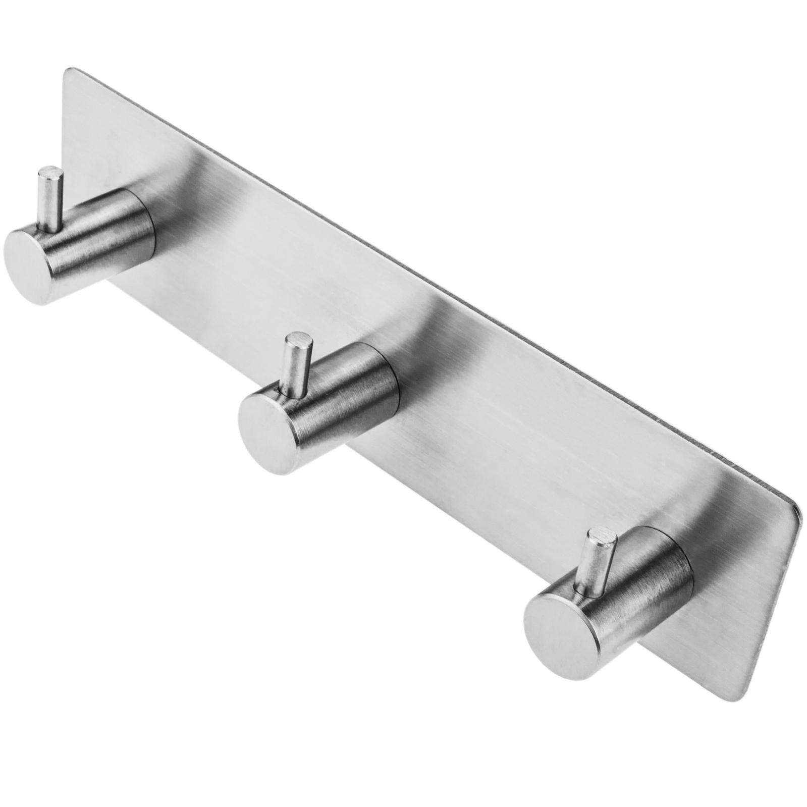 Perchero industrial de acero inoxidable mate con 3 ganchos para pared ...