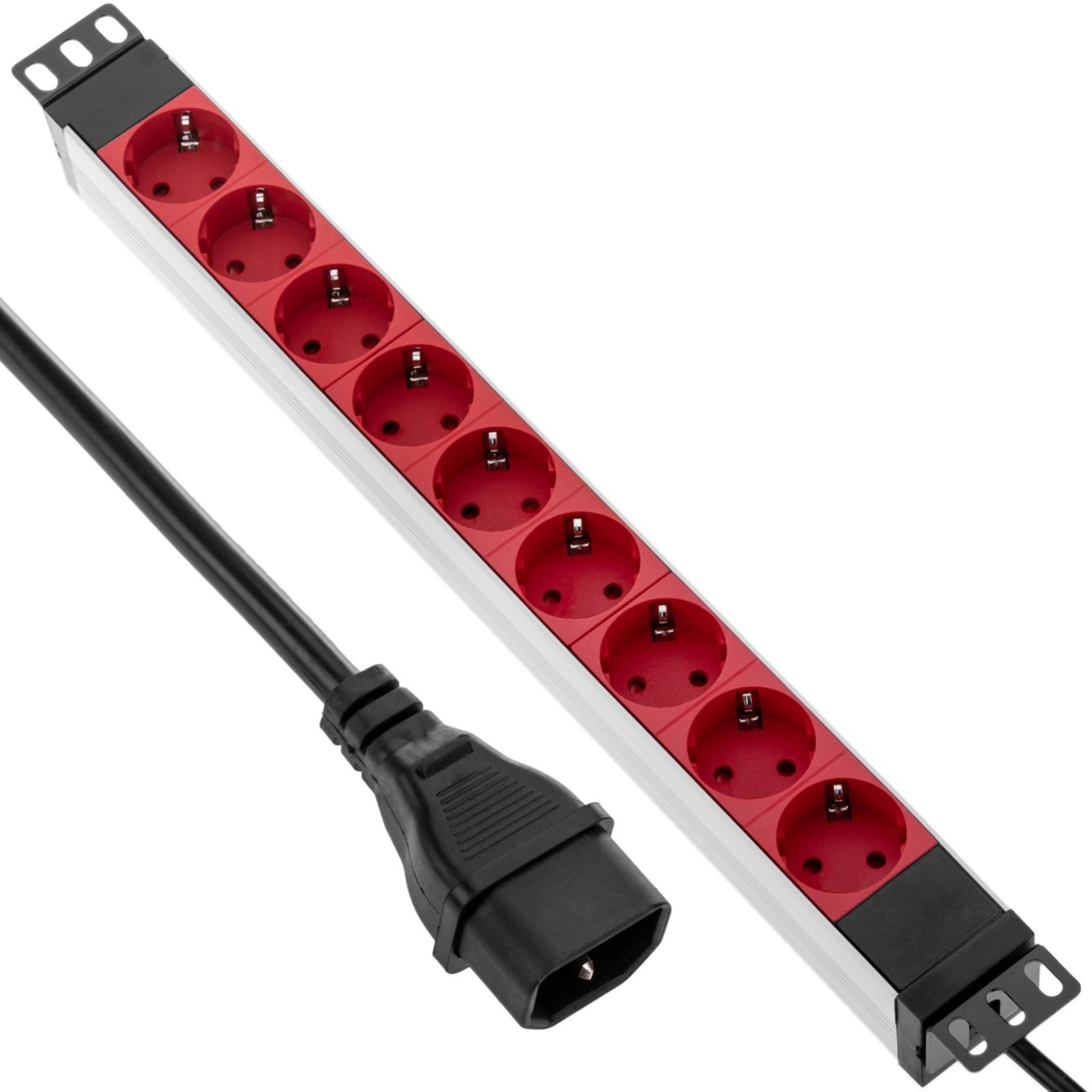 Regleta de 9 enchufes schuko con enchufe C14 y carcasa de plástico gris ...