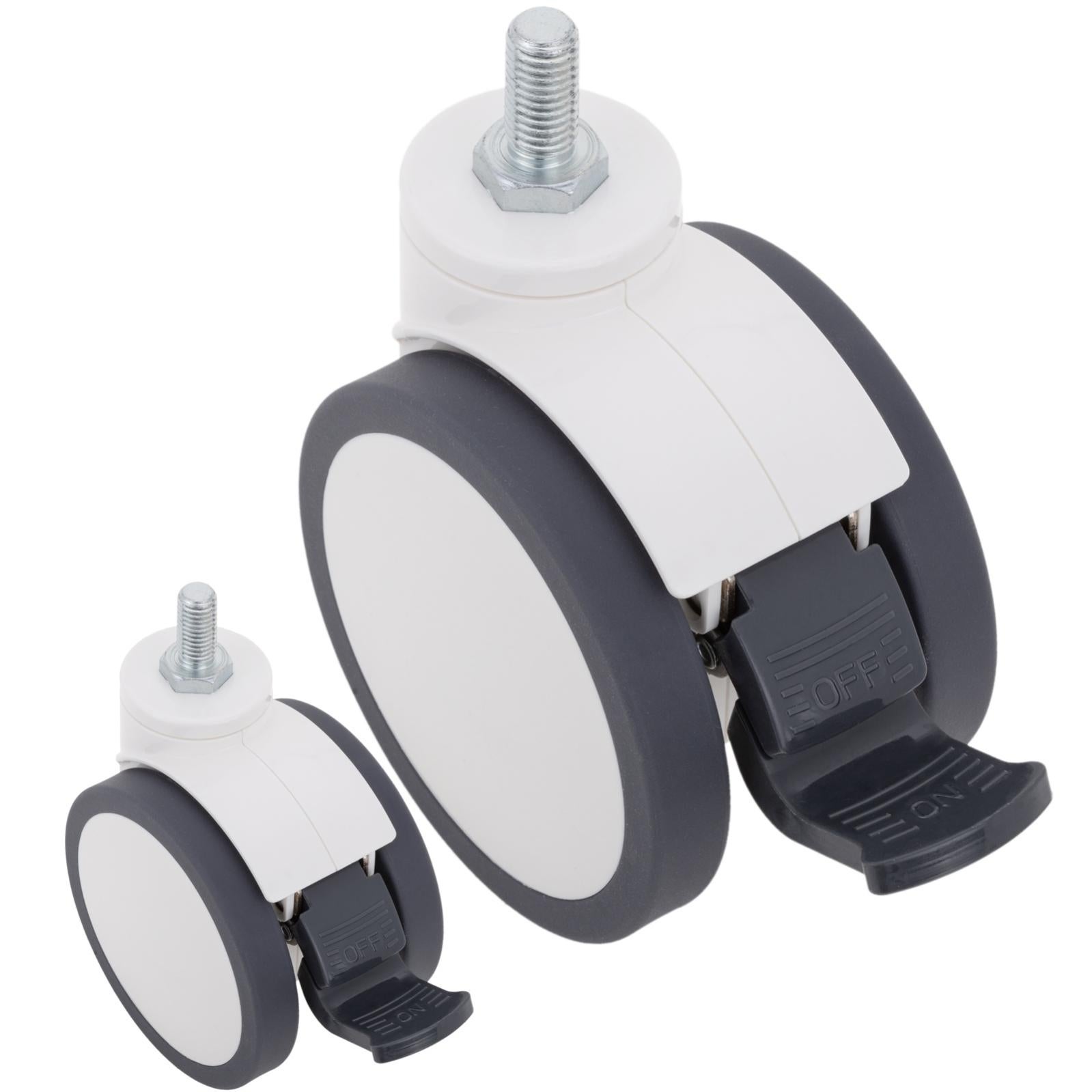 2 roulettes pivotantes avec fixation filetée et frein unidirectionnel ...