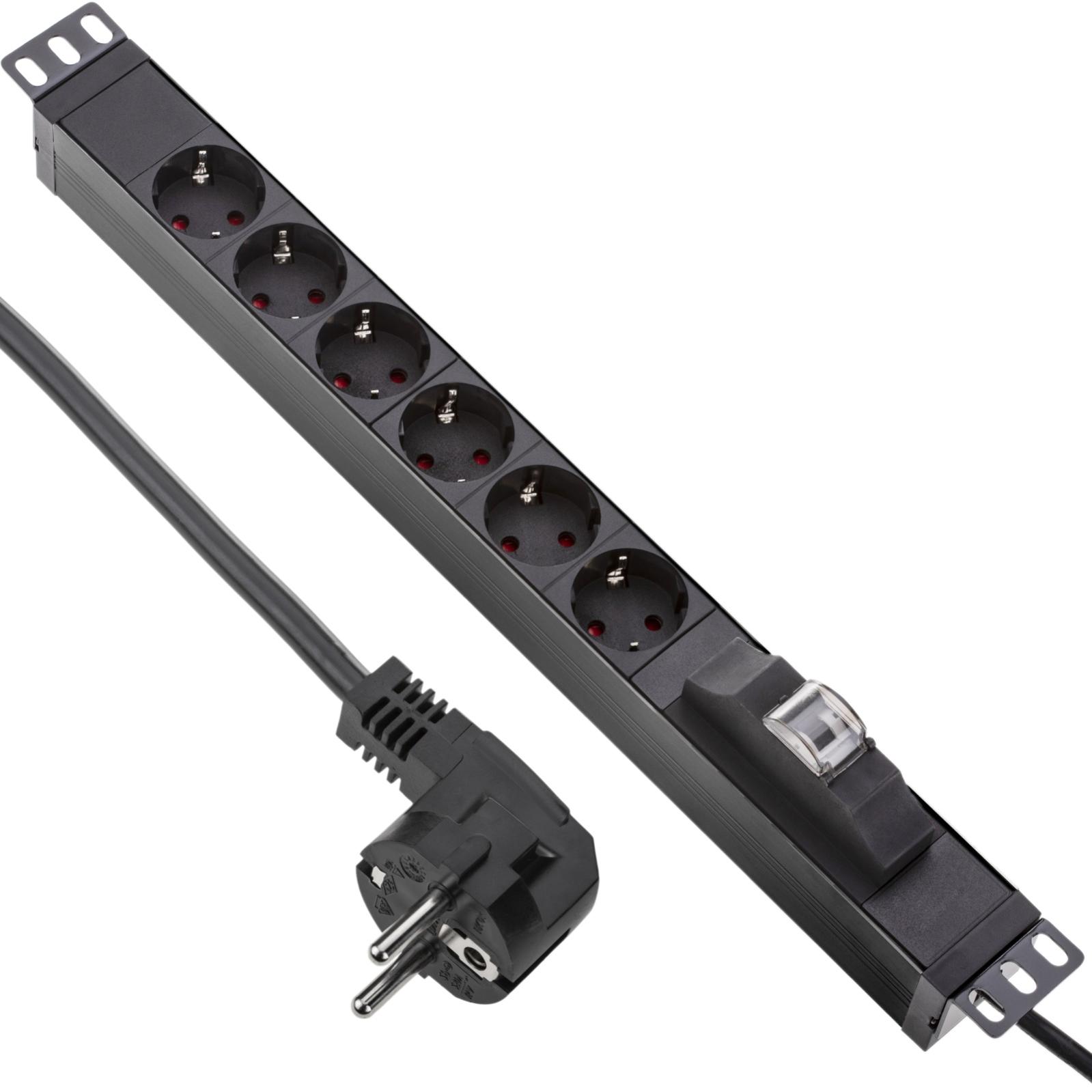 Regleta de 6 enchufes schuko con carcasa de plástico e interruptor 16A tipo B compatible con ...