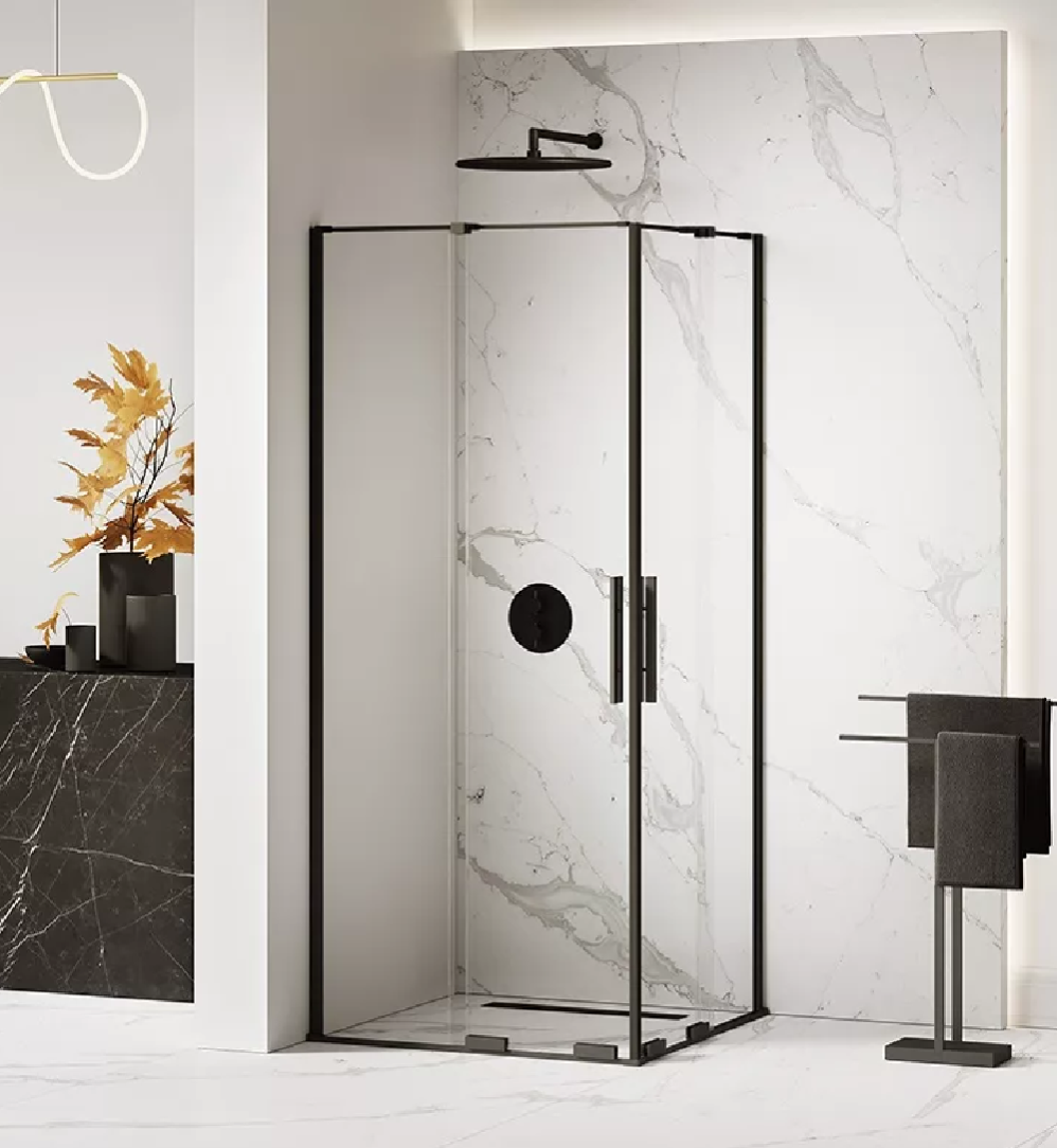 Cabine de douche 90x100 cm,coulissante CANARIES NOIR, noir, acces d ...