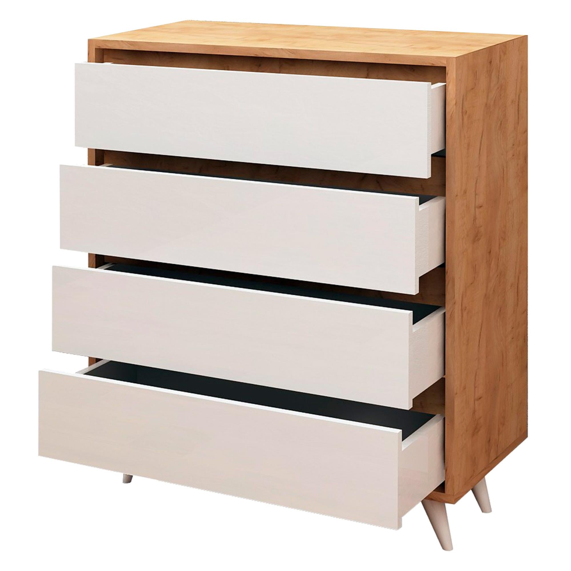 Commode couleur chêne blanc avec 100% aggloméré plaqué en mélamine ...