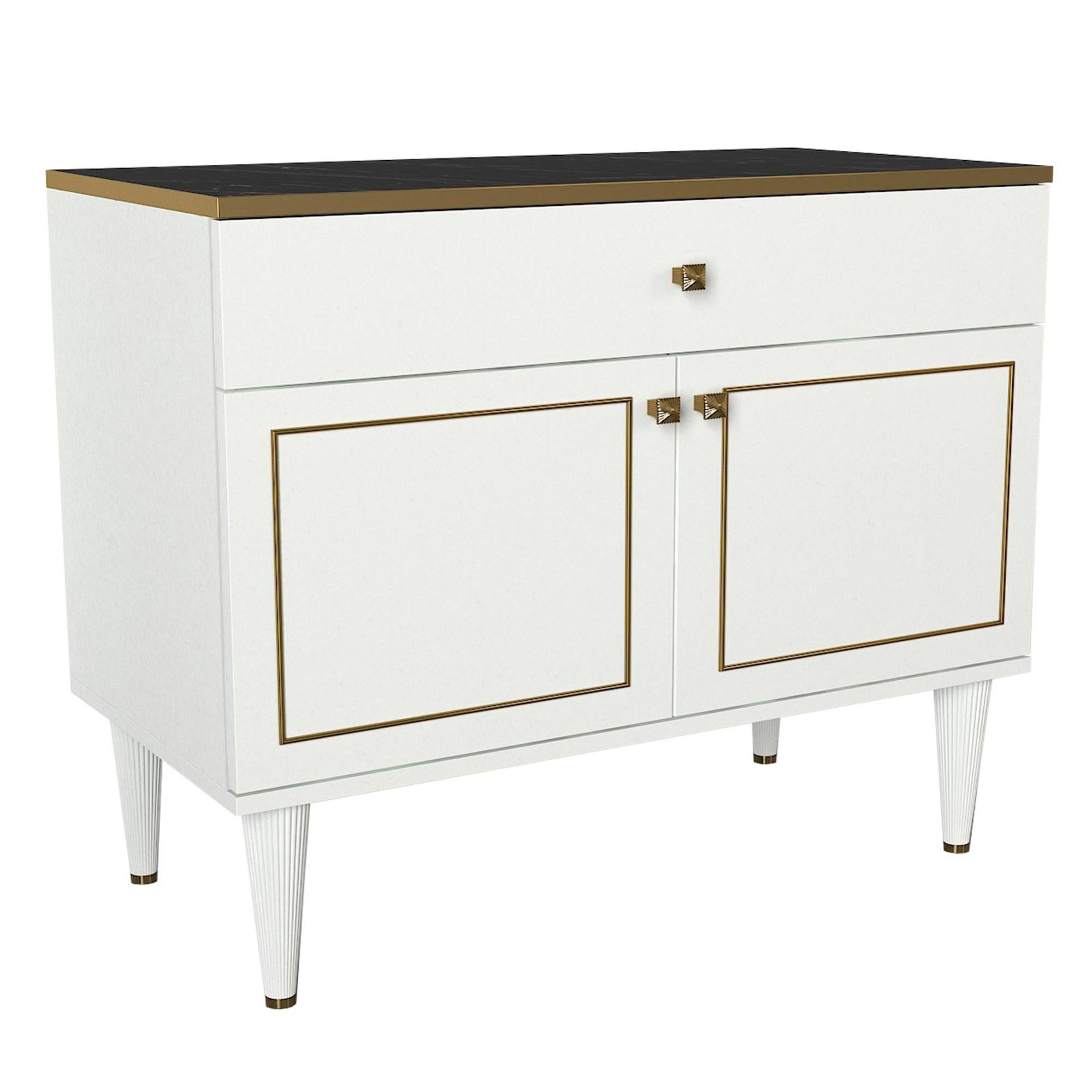 Commode couleur noyer blanc - or - noir avec 100% aggloméré plaqué en ...