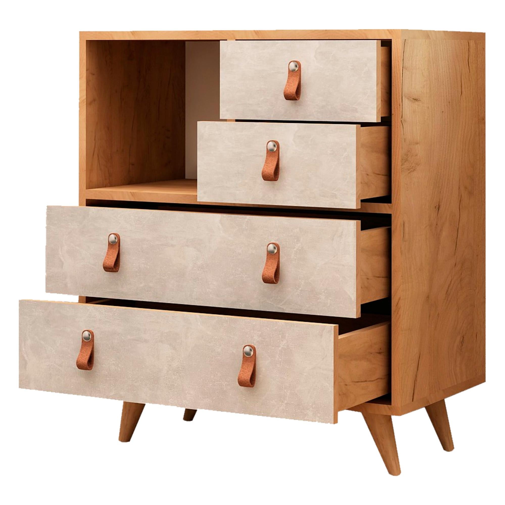 Commode couleur chêne blanc avec 100% aggloméré plaqué en mélamine ...