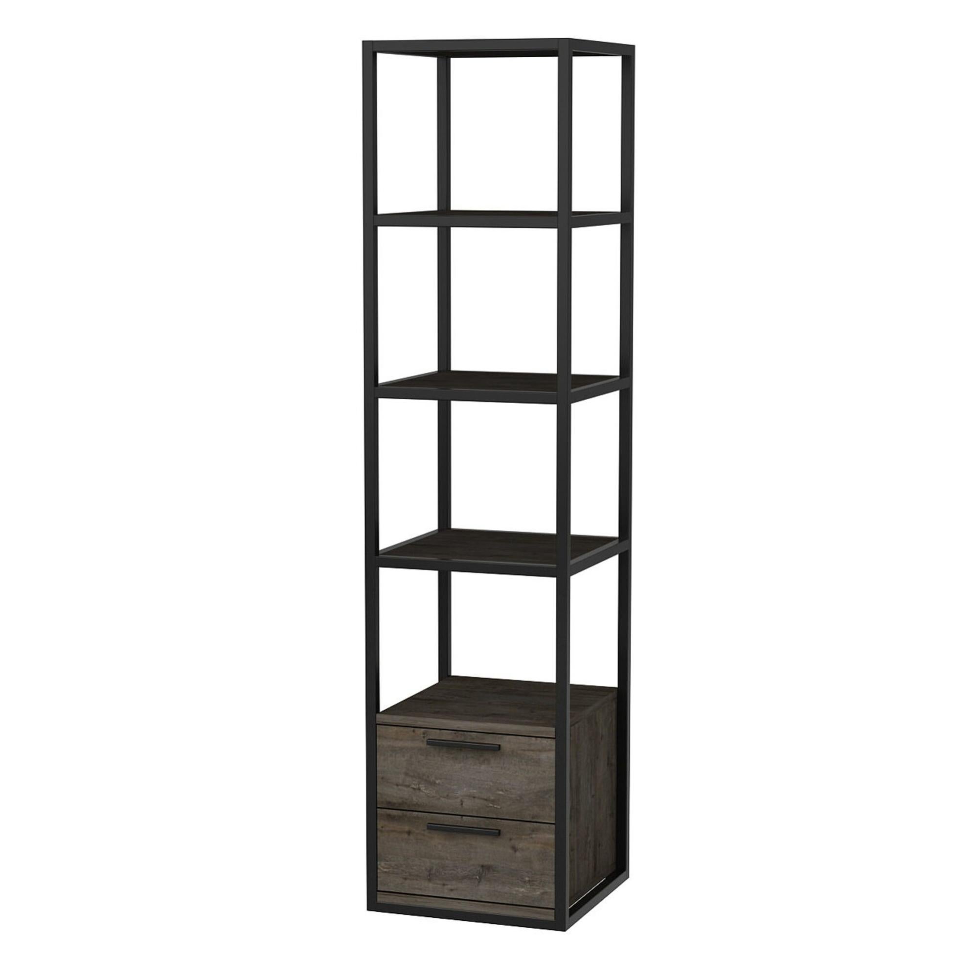 Librería, 100% Tablero de aglomerado rechapado en melamina, Color Negro ...