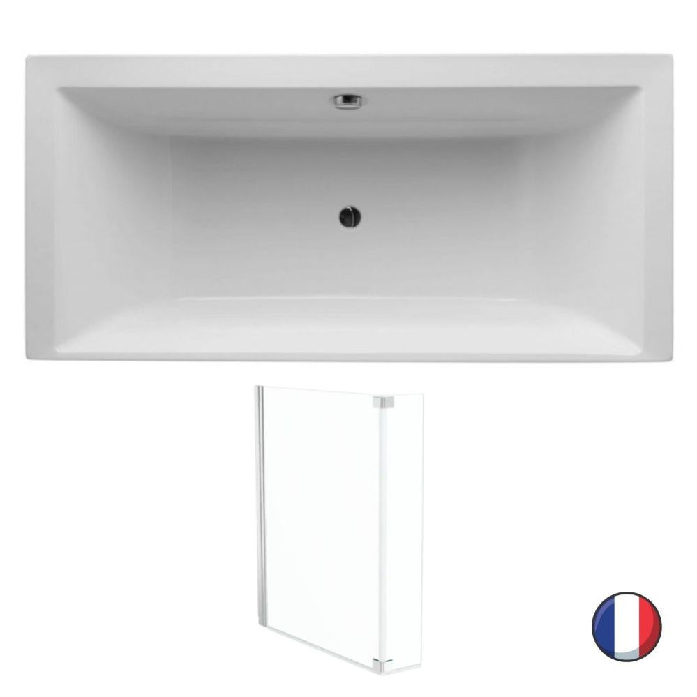 Baignoire droite 200 X 100 JACOB DELAFON Evok acrylique + pare bain NEO | Leroy Merlin