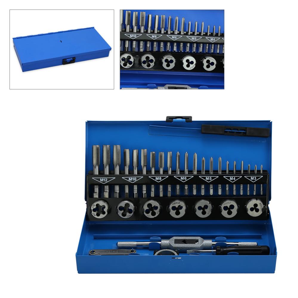 Ensemble de filetage 32 pièces en acier au tungstène métrique M3-M12, taraud et matrice en acier ...