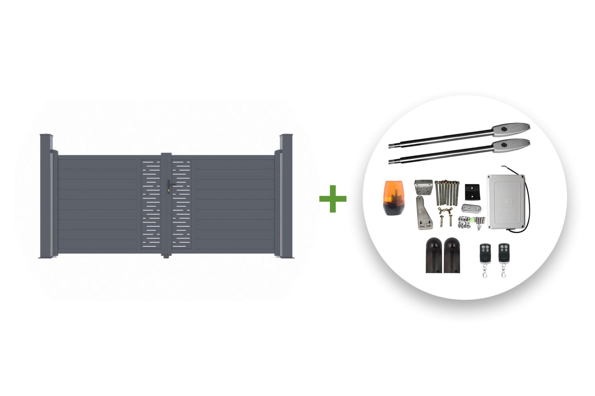 Portão de batente elétrico 3m ARLBERG 300B160 + TANKER B250 | Leroy Merlin