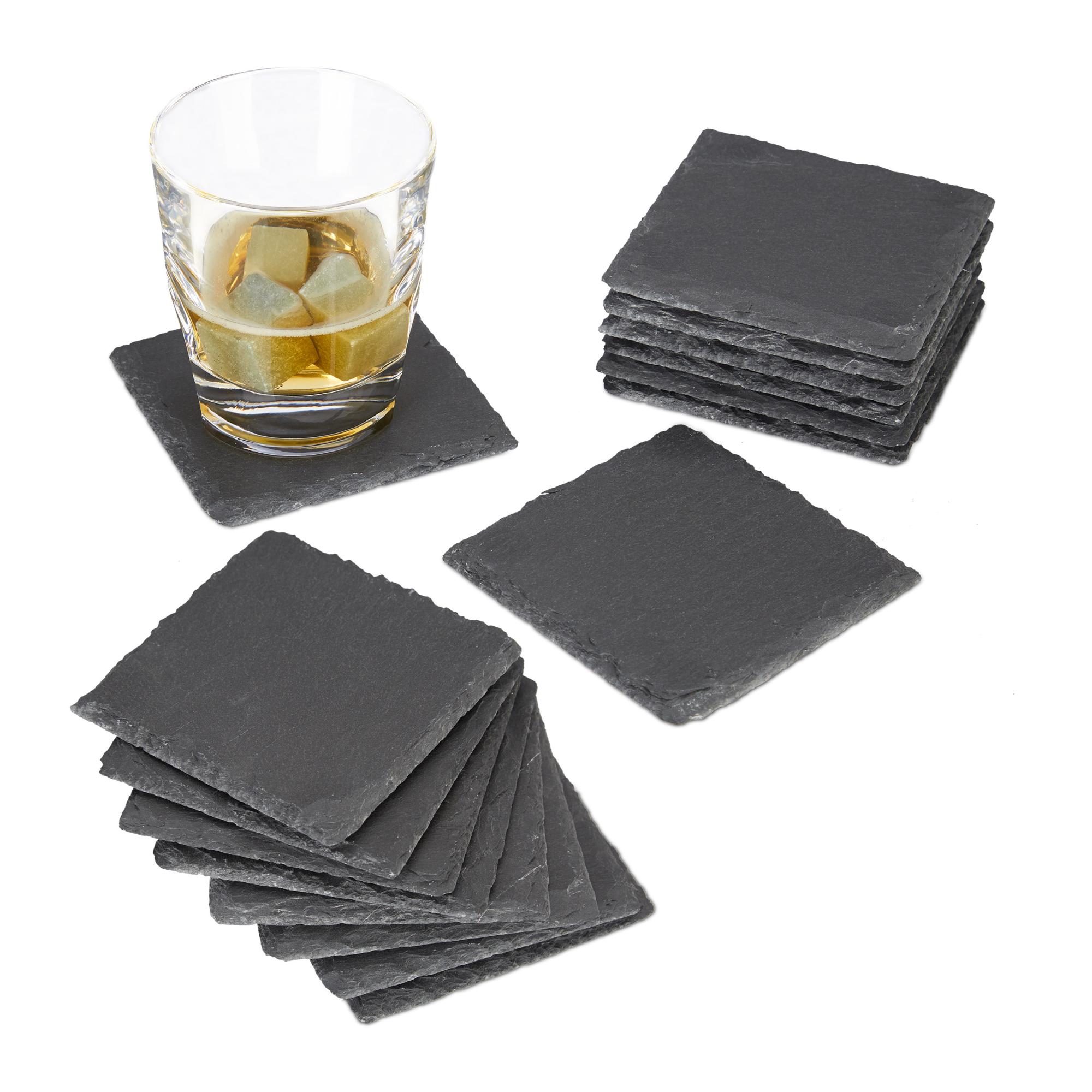 Dessous de verre lot de 16, ardoise, Sous-verre, Sous-bock carrés ...