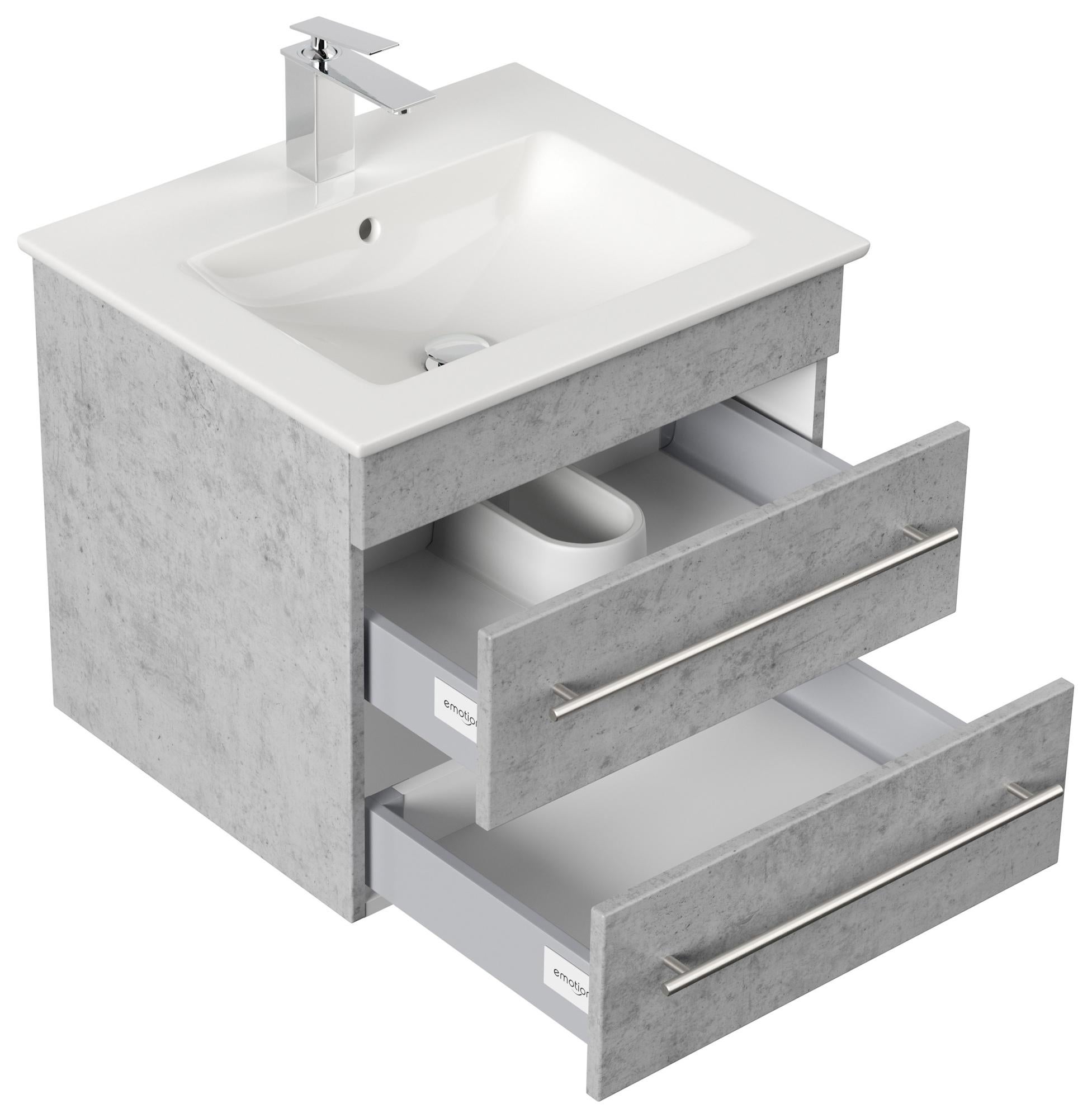 Meuble SDB avec vasque de Villeroy & Boch VENTICELLO 60 cm aspect béton ...