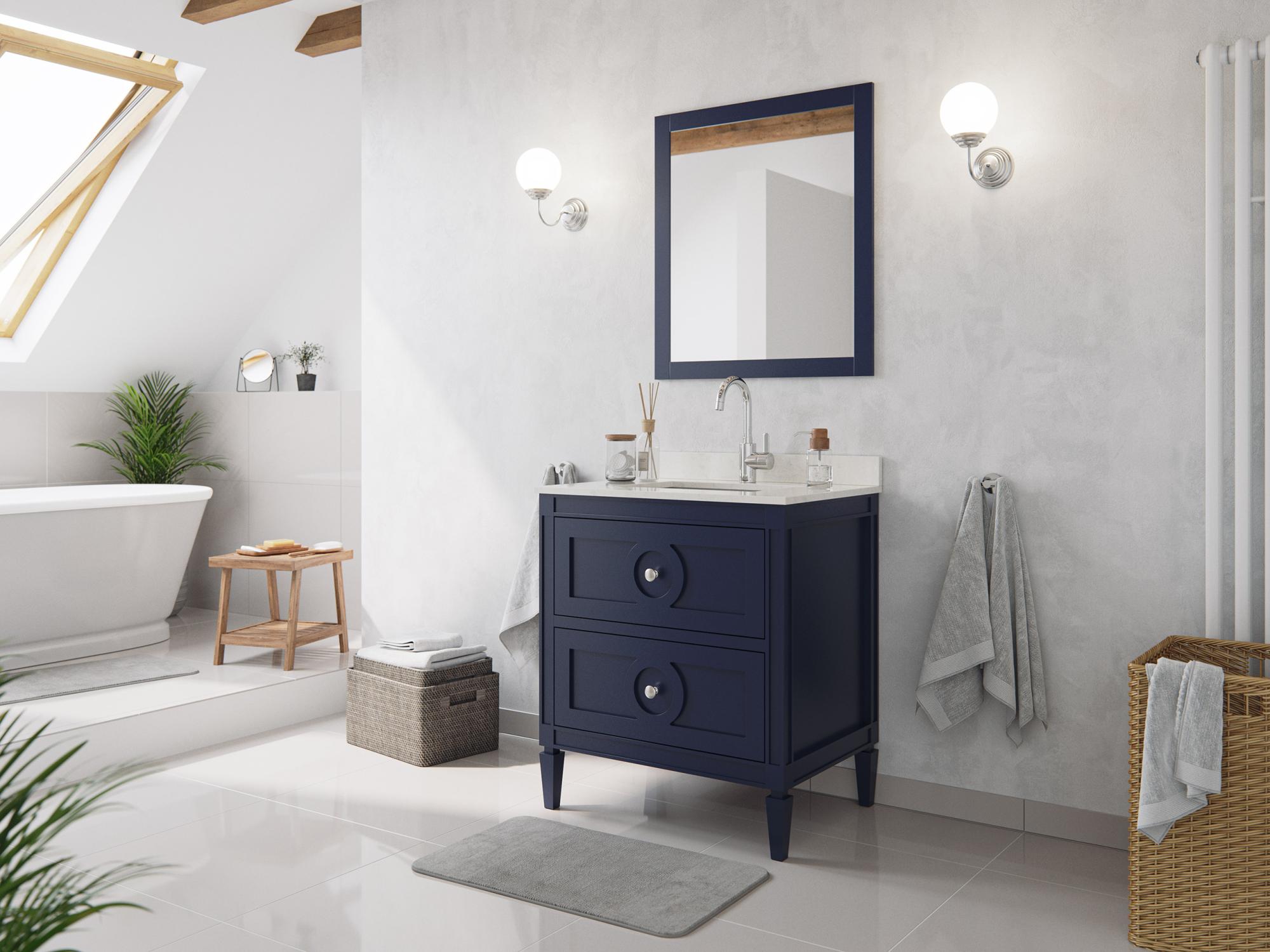 Ensemble meubles SDB cottage 2pcs LAVANDA 75 quartz Carrara monté laqué ...