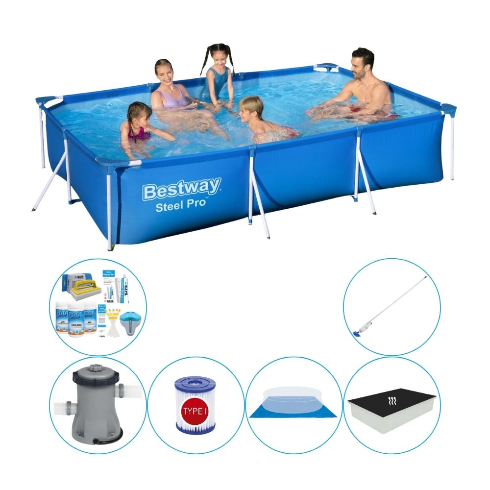 Bestway Steel Pro Rectangulaire 300x201x66 cm - Super Set de piscine | Leroy Merlin