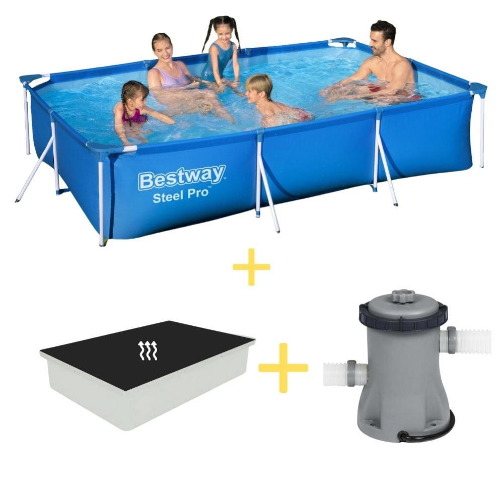 Bestway Piscine - Steel Pro - 300 x 201 x 66 cm - Avec Tapis Solaire ... Bestway Piscine - Steel Pro - 300 x 201 x 66 cm - Avec Tapis Solaire ...
