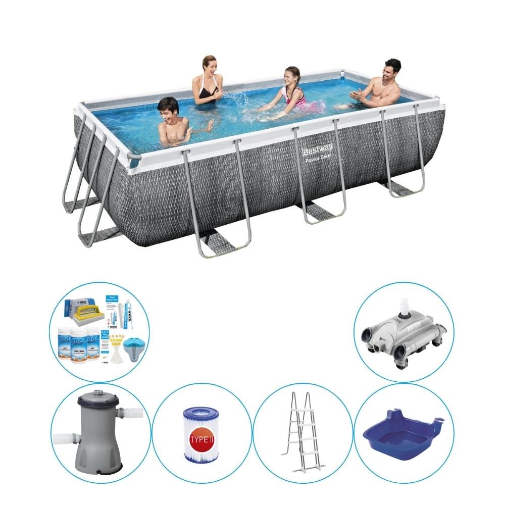 Ensemble de piscine tout en 1 - Bestway Power Steel Rotan Rect ... Ensemble de piscine tout en 1 - Bestway Power Steel Rotan Rect ...