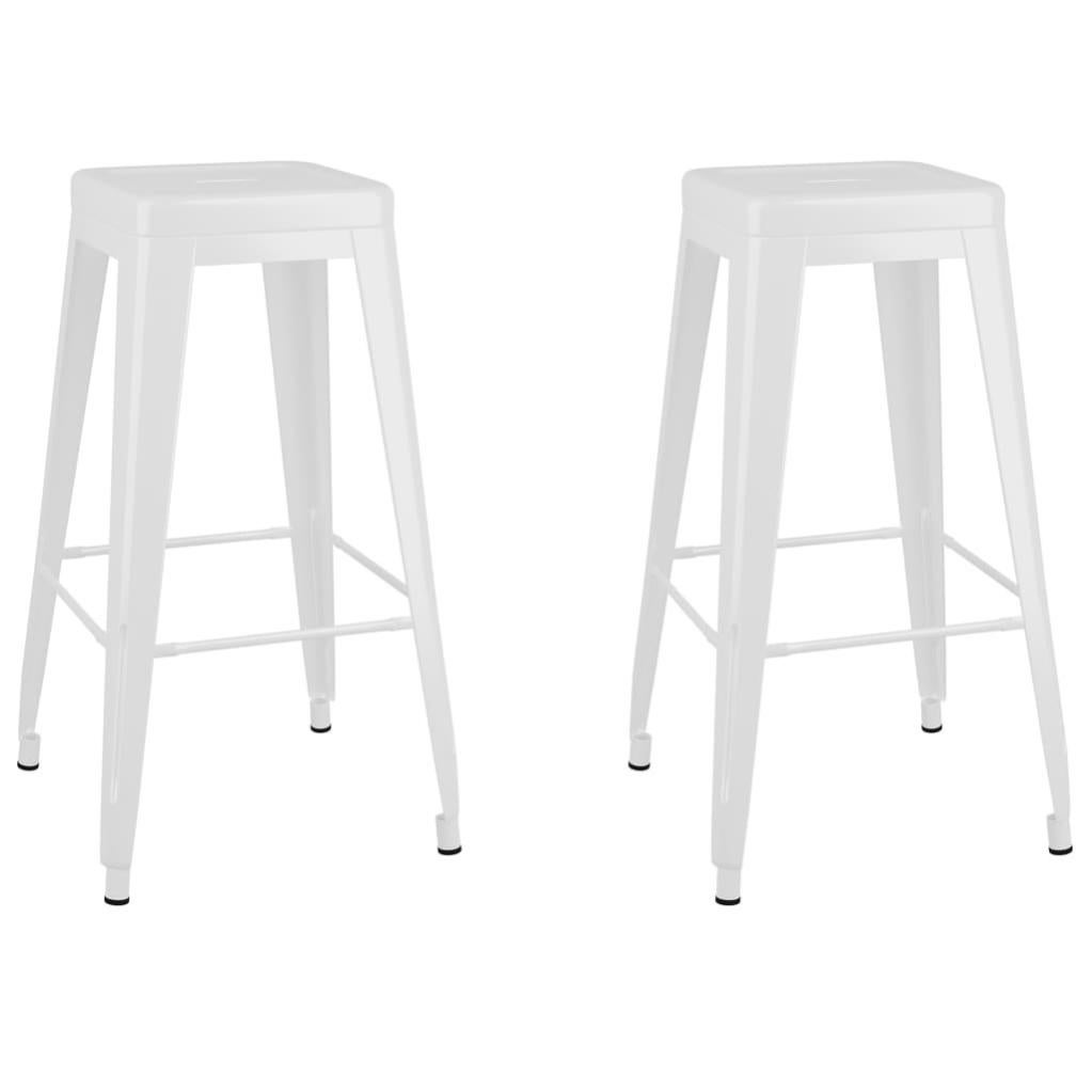 Tabourets de bar empilables 2 pcs Blanc Métal | Leroy Merlin
