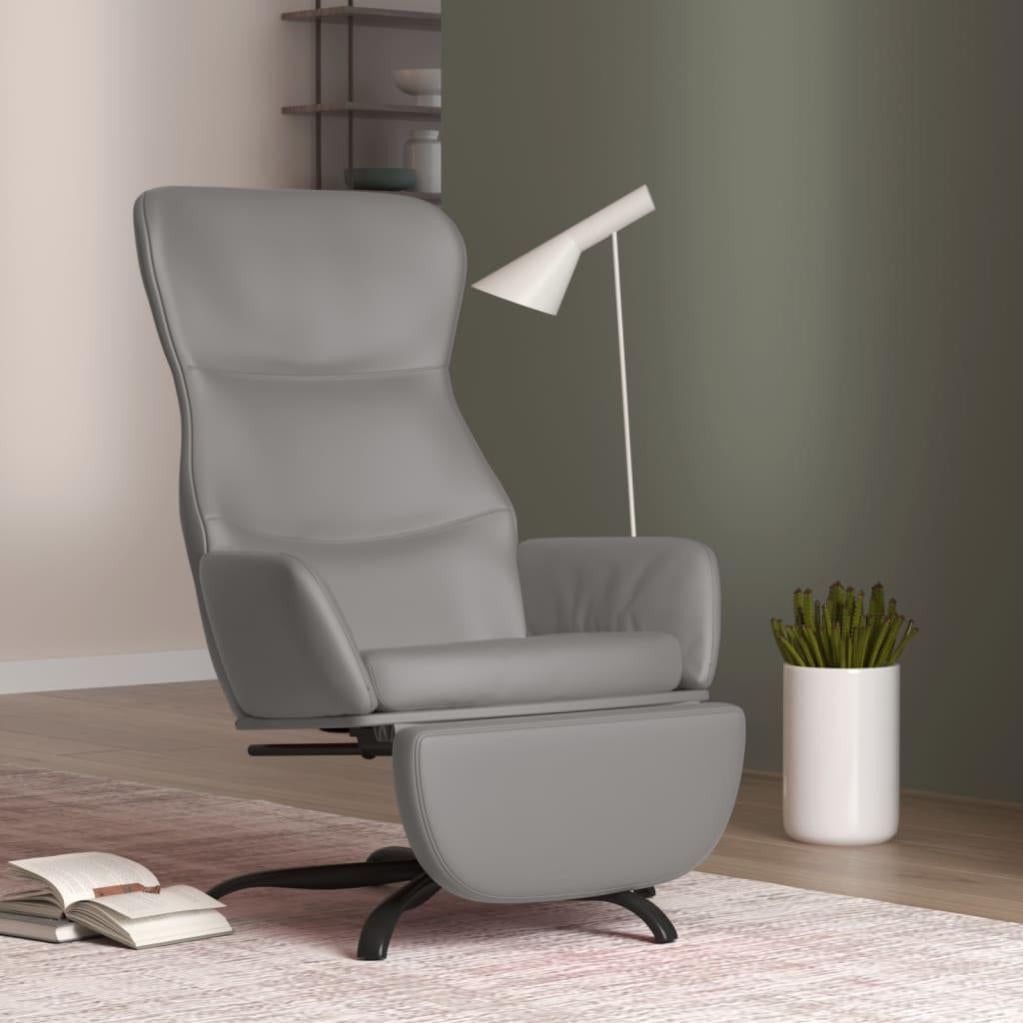 Chaise de relaxation avec repose-pied Gris Similicuir | Leroy Merlin