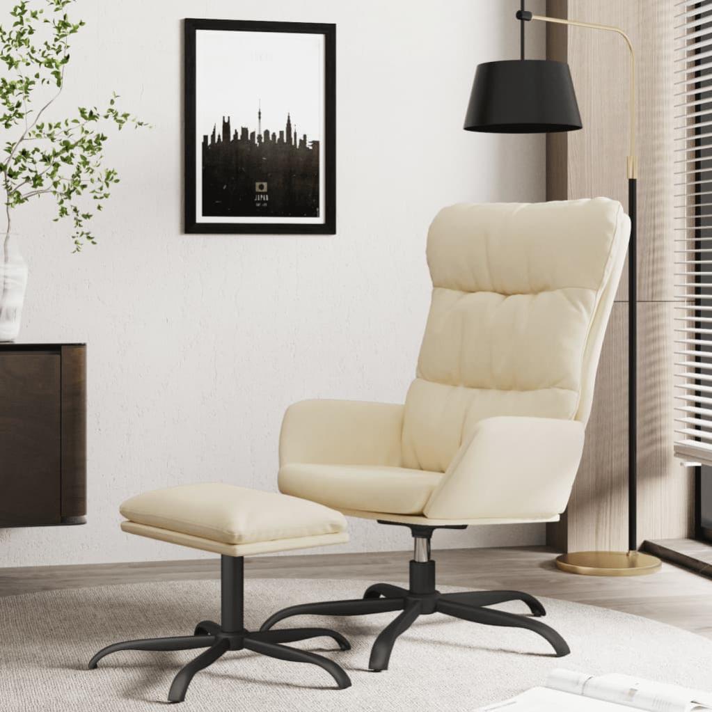 Chaise de relaxation avec tabouret Crème Tissu | Leroy Merlin