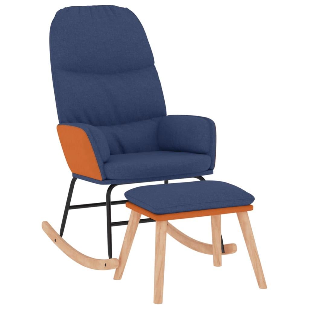 Chaise à bascule avec tabouret Bleu Tissu | Leroy Merlin