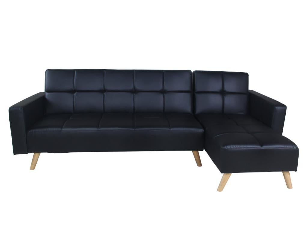 Canapé d'angle convertible et réversible en simili noir PROSPY | Leroy ...