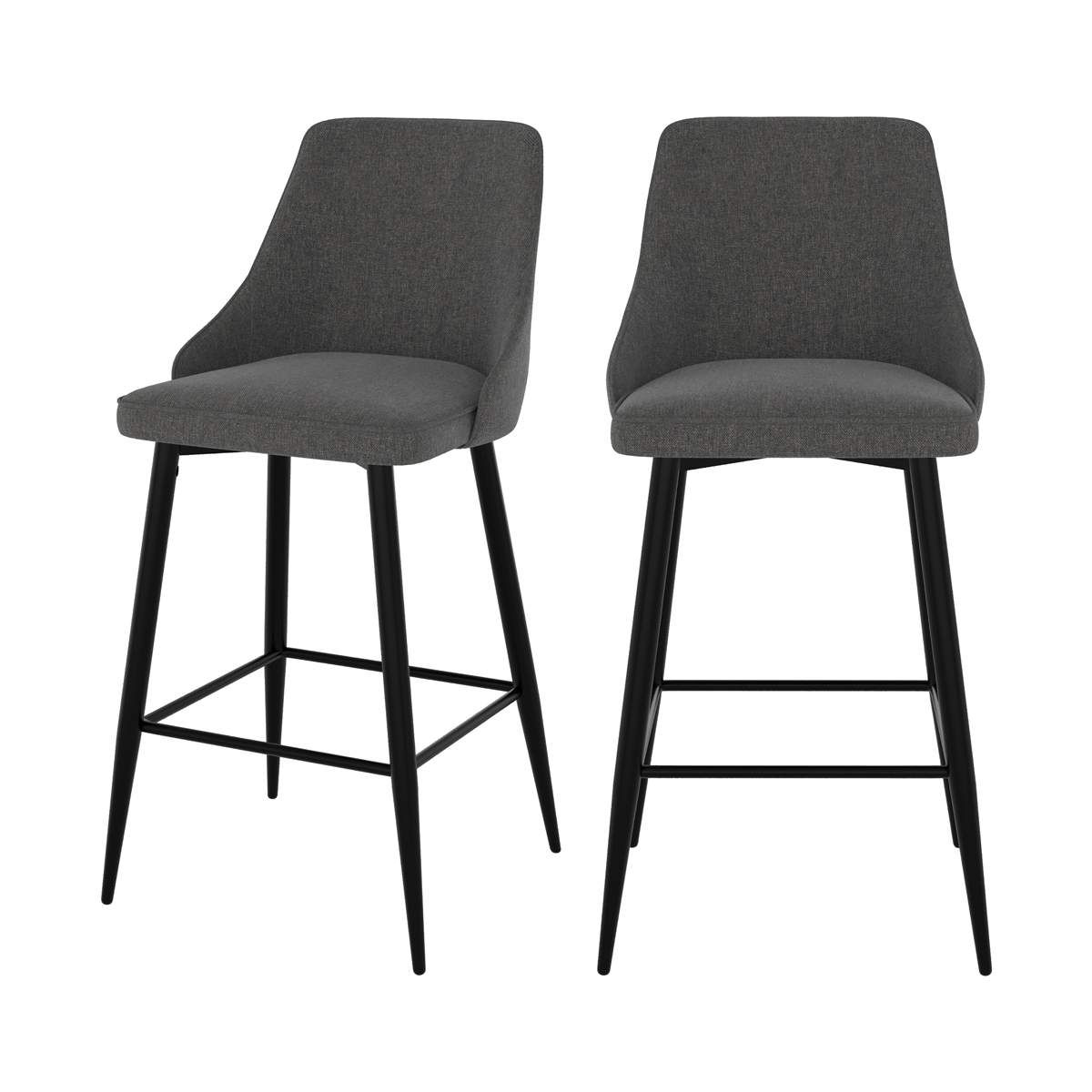 Chaise de bar Pipo en tissu gris foncé 66,5 cm (lot de 2) | Leroy Merlin