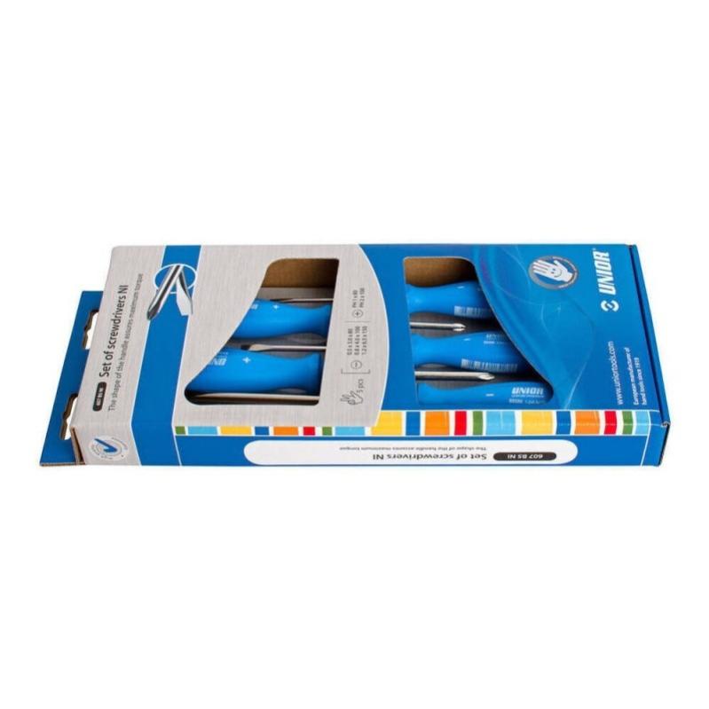 UNIOR 617037 - Juego de 5 destornilladores planos y Phillips NI en caja ...