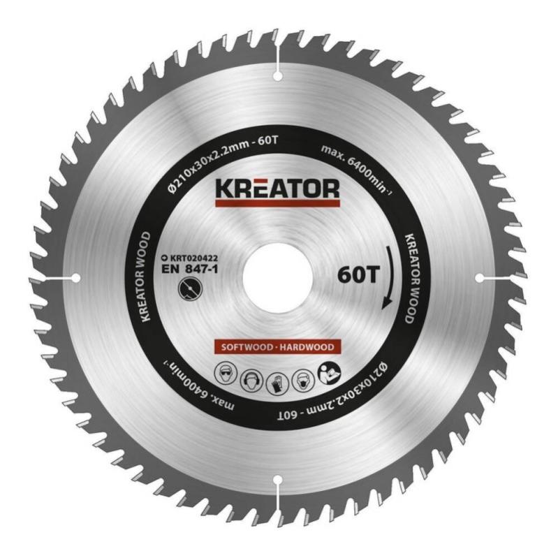 Kreator KRT020422 Disco de sierra circular para madera 210mm 60 dientes ...