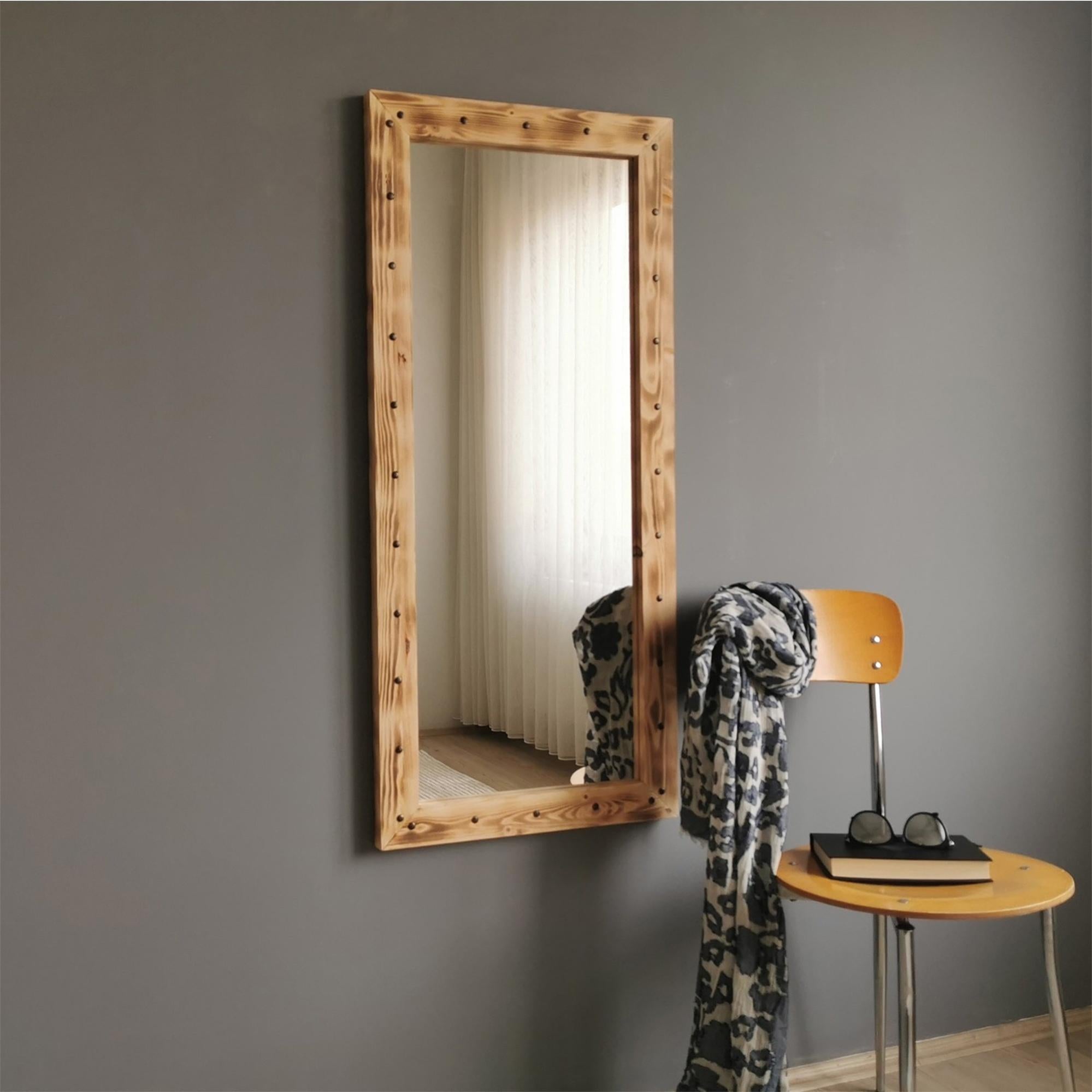 Miroir, 100% pin massif, couleur noyer | Leroy Merlin