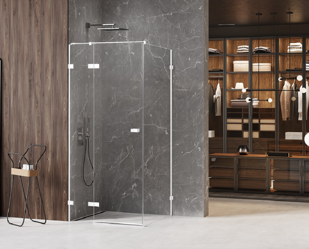 Box doccia bianco 110x90cm, girevole a sinistra SANTORINI WHITE ...