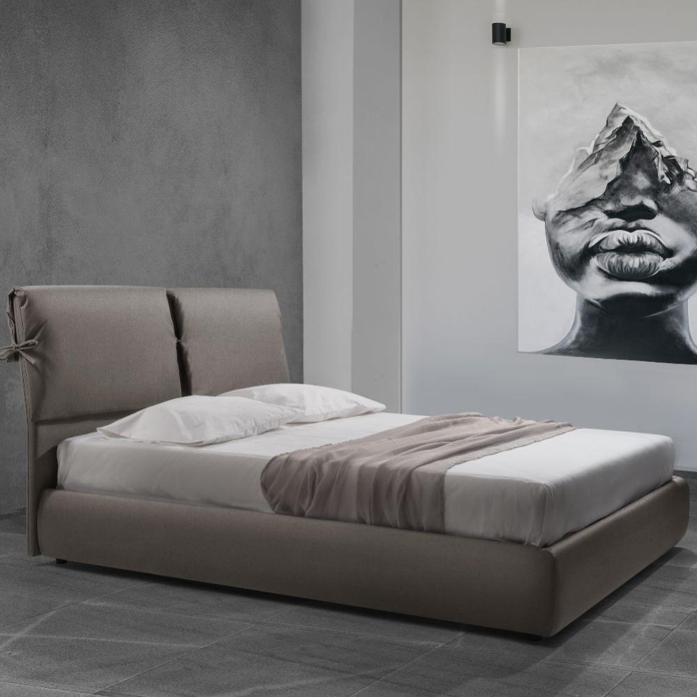Letto matrimoniale contenitore Fiocco tessuto grigio piombo | Leroy Merlin
