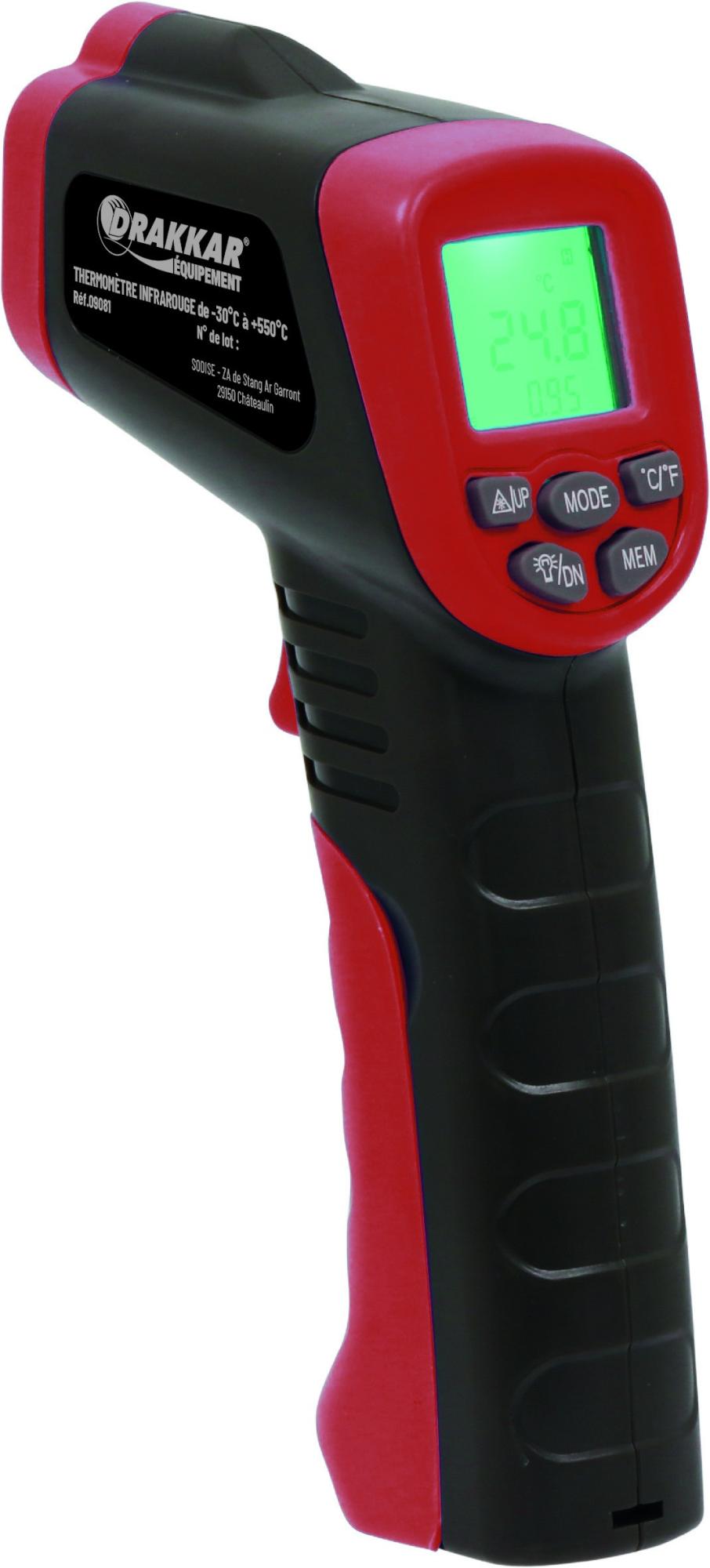 THERMOMETRE INFRAROUGE -30° +550° PILE 9V DRAKKAR S09081 | Leroy Merlin