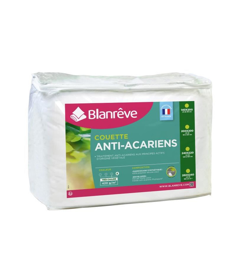 BLANREVE Couette tres chaude Percale - Anti-acariens - 420g/m² - 220x240cm | Leroy Merlin
