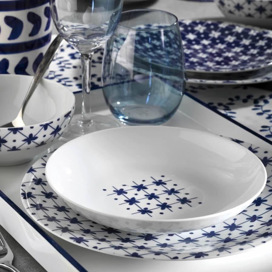 Service de table 24 pièces Cylete 100% Porcelaine Motif Géométrique ...
