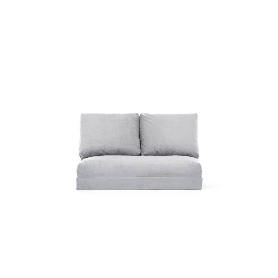 Pouf convertible 2 places Joude Velours Gris | Leroy Merlin