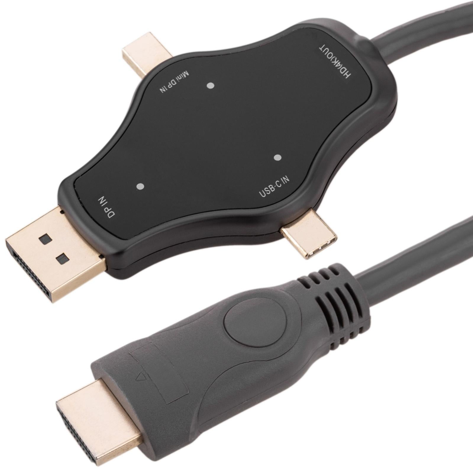 Câble convertisseur HDMI mâle vers DisplayPort, mini-DisplayPort et USB ...